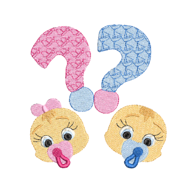 Baby Gender Reveal with Question Marks Machine Embroidery Design ...