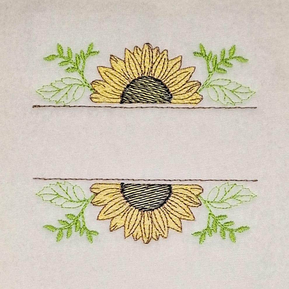 Sunflower Split Monogram Machine Embroidery Design – Stitches & Strokes