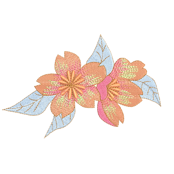 Peach Flower Blossom Spray Machine Embroidery Design – Stitches & Strokes